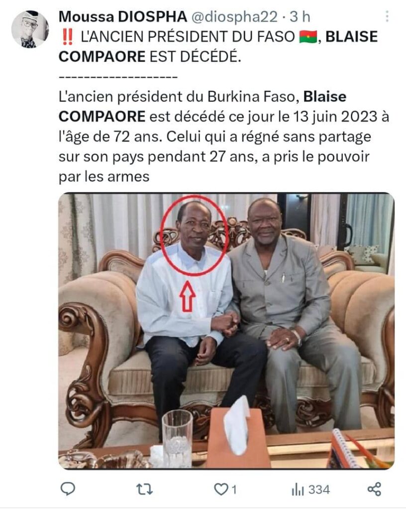 "Blaise Compaoré est décédé", l'ancien président du Burkina Faso ...