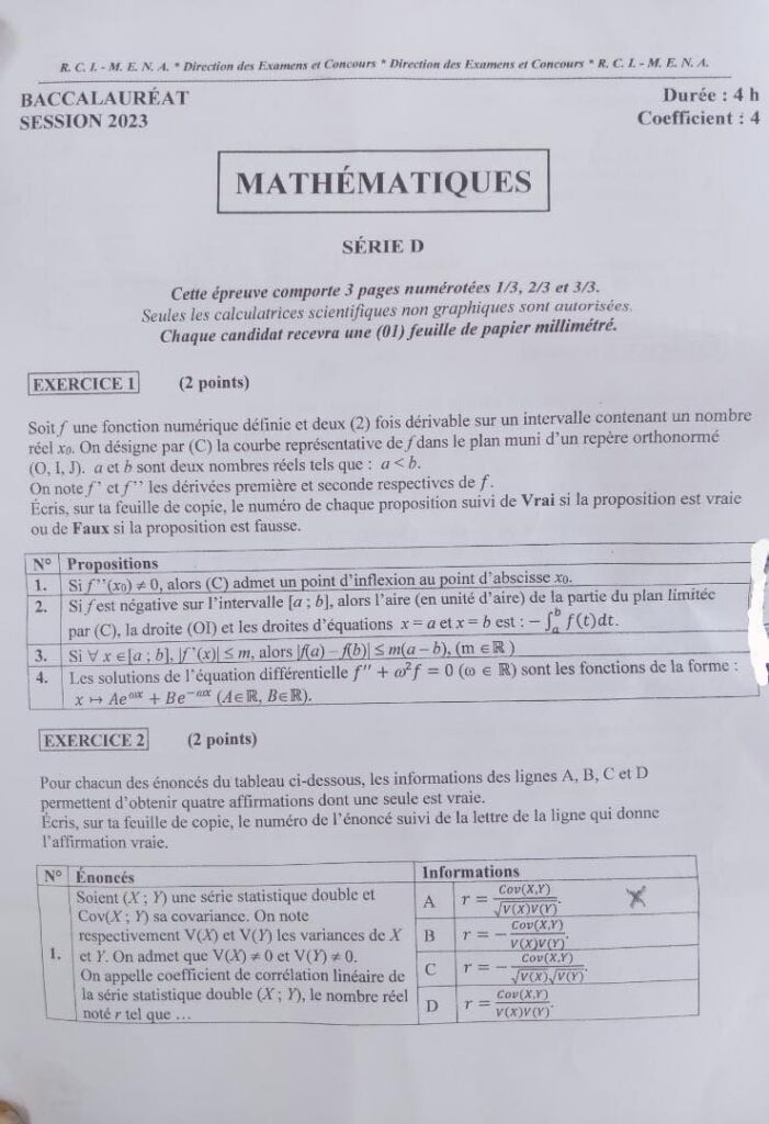BAC 2023 Côte d'Ivoire / L'épreuve de maths (série D) trop dure ? ; "J ...