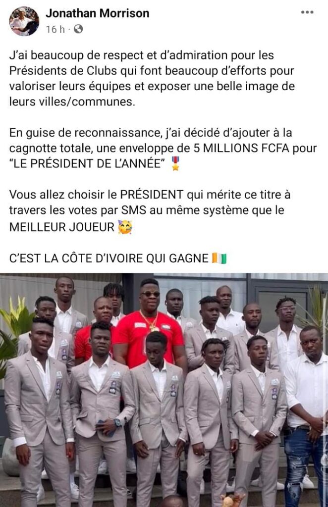 Côte d'Ivoire : Jonathan Morrison offre 5 millions de FCFA à... (Photo ...