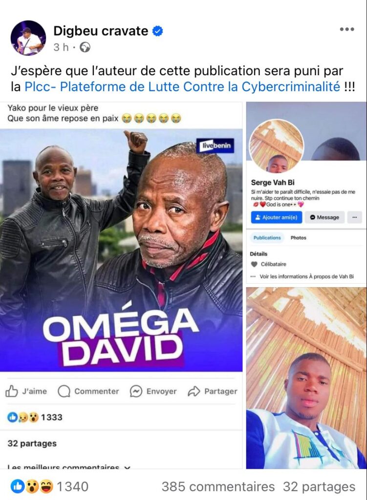 Côte d'Ivoire : l'acteur Oméga David annoncé mort (photo) - YOP L-FRII