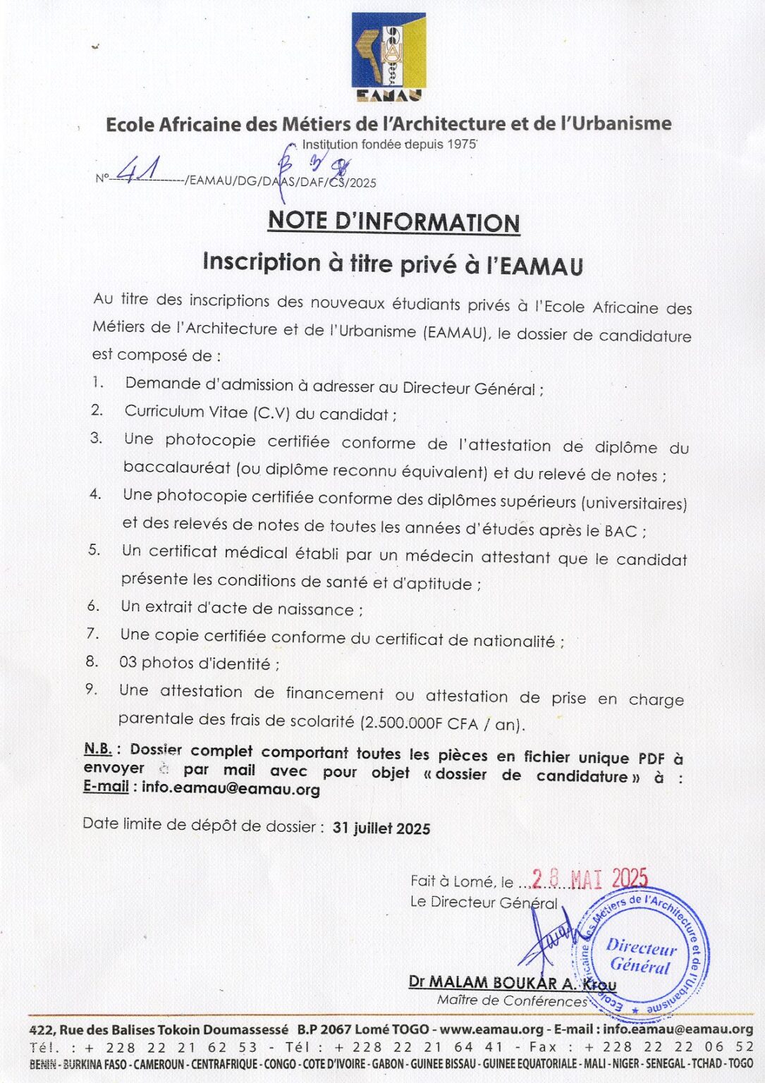 École Africaine des Métiers de l’Architecture et de l’Urbanisme (EAMAU) : ouverture des ...