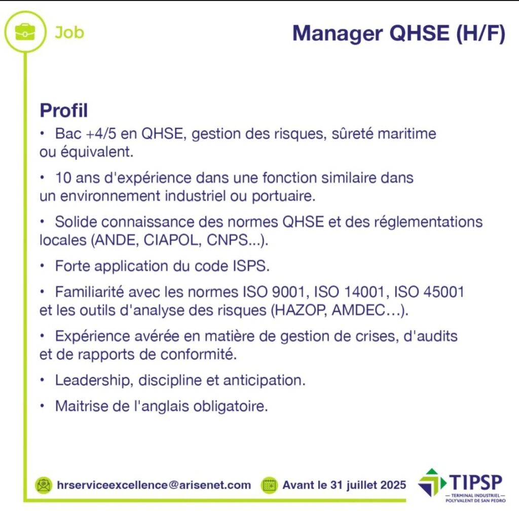 Carrière au Terminal Industriel Polyvalent de San Pedro (TIPSP) (22 ...